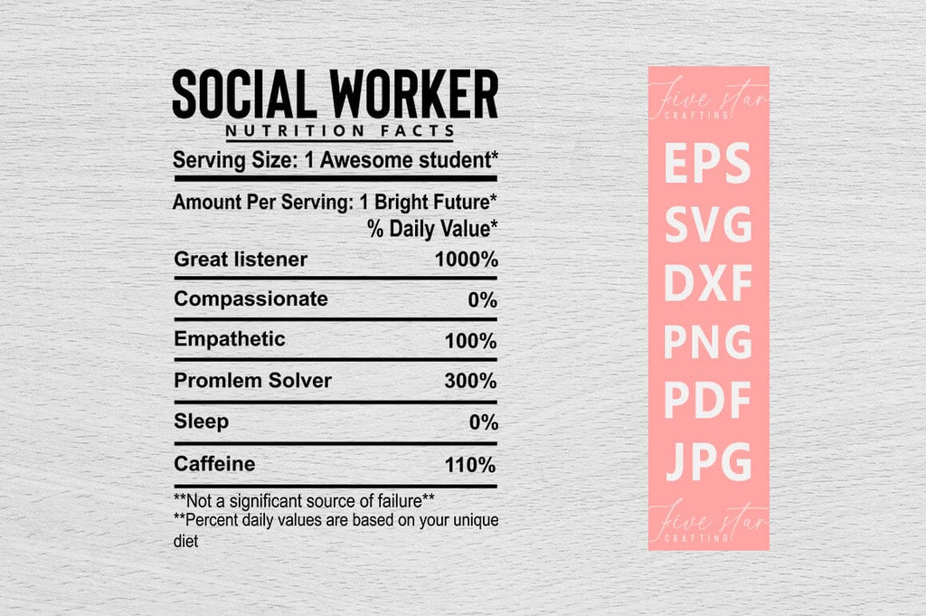 Nutrition Facts SVG Design, Social Worker Nutrition Facts - So Fontsy