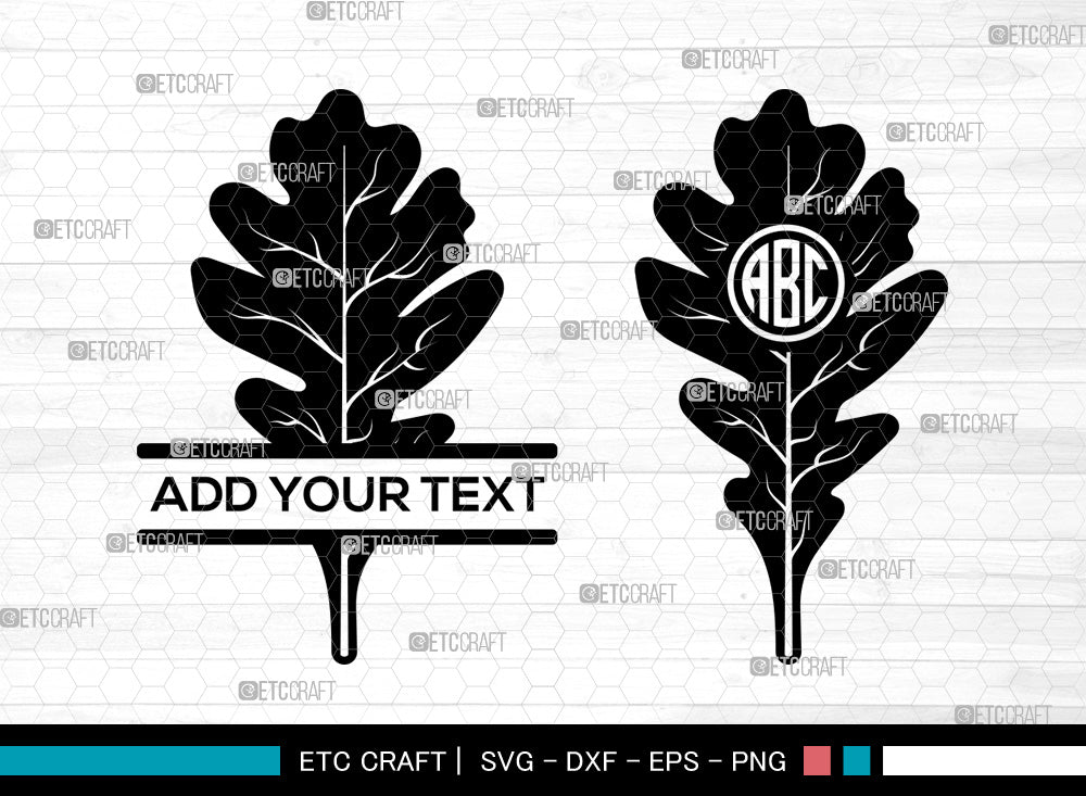 Oak Leaves Monogram SVG, Split Monogram Svg, Fall Leaves Svg, Leaves ...