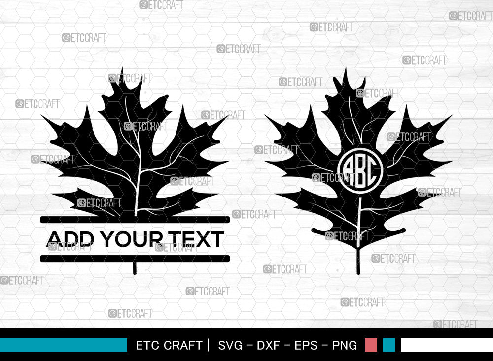 Oak Leaves Monogram SVG, Split Monogram Svg, Fall Leaves Svg, Leaves S ...