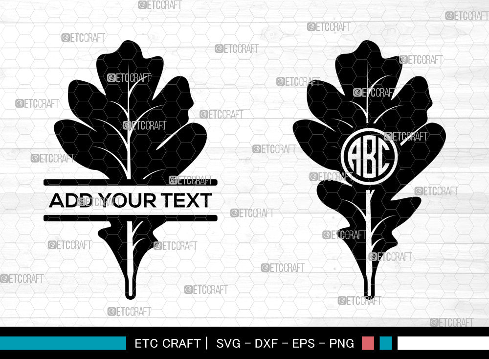 Oak Leaves Monogram SVG, Split Monogram Svg, Fall Leaves Svg, Leaves S ...