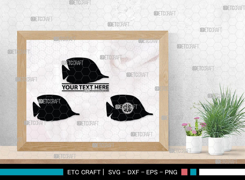 Ocean Fish Monogram, Ocean Fish Silhouette, Ocean Fish SVG, Ocean Svg ...