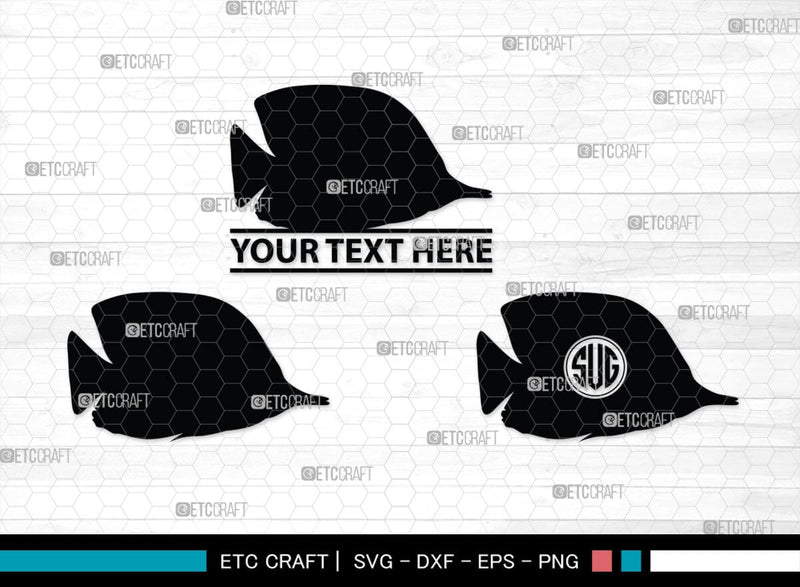 Ocean Fish Monogram, Ocean Fish Silhouette, Ocean Fish SVG, Ocean Svg ...
