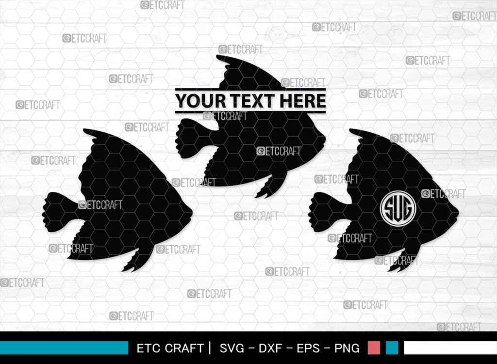Ocean Fish Monogram, Ocean Fish Silhouette, Ocean Fish SVG, Ocean Svg ...