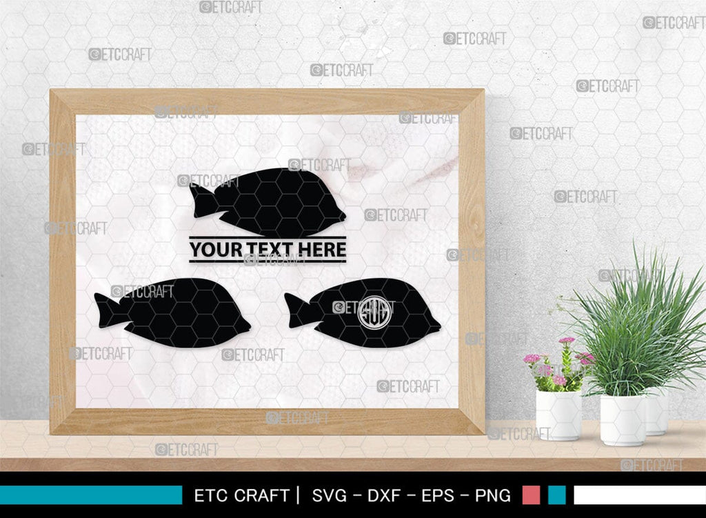 Ocean Fish Monogram, Ocean Fish Silhouette, Ocean Fish SVG, Ocean Svg ...