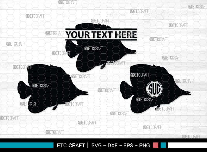 Ocean Fish Monogram, Ocean Fish Silhouette, Ocean Fish SVG, Ocean Svg ...