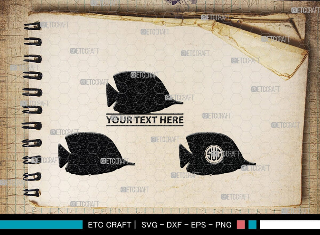 Ocean Fish Monogram, Ocean Fish Silhouette, Ocean Fish SVG, Ocean Svg ...