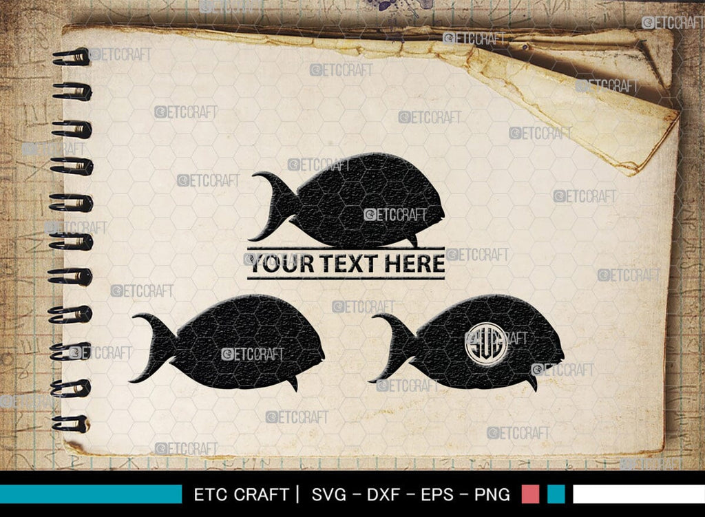 Ocean Fish Monogram, Ocean Fish Silhouette, Ocean Fish SVG, Ocean Svg ...