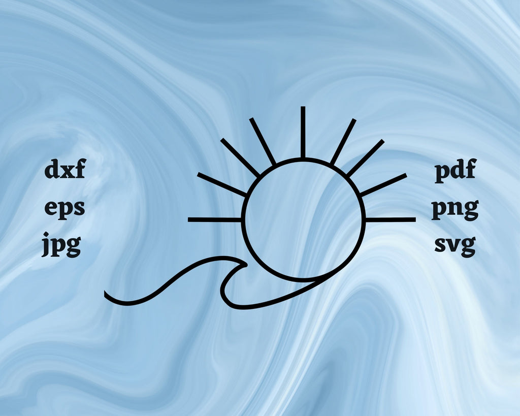 Ocean Waves and Sun SVG Cut File - So Fontsy