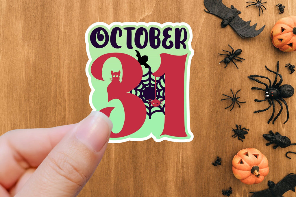 October 31 PNG, Printable Halloween Sticker - So Fontsy