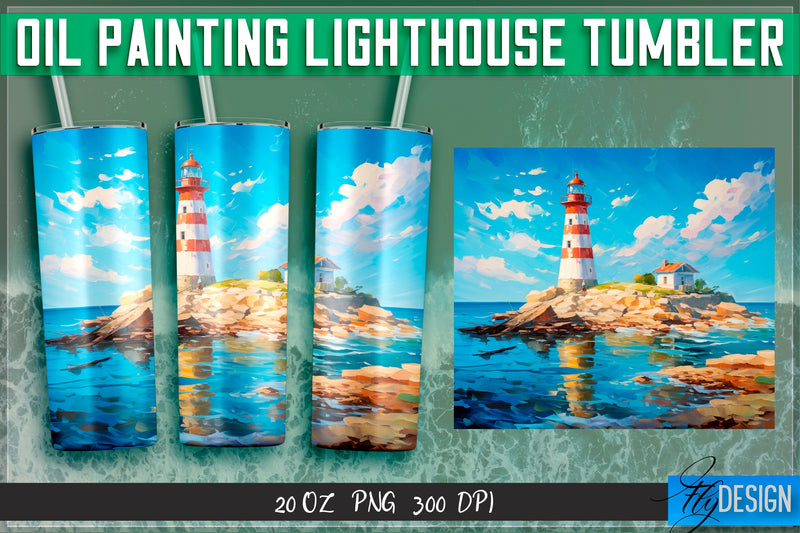 Oil Painting Lighthouse Tumblers 20 oz. - So Fontsy