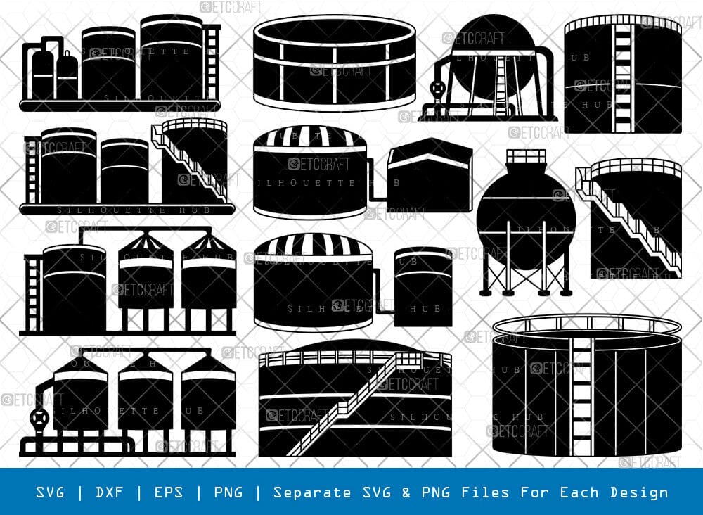 Oil Tank Storage Silhouette, Oil Tank Storage SVG, Oil Tanker Ship Svg ...