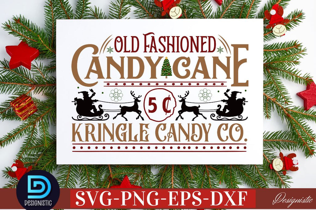Old Fashioned Candy cane 5c kringle candy co. SVG - So Fontsy