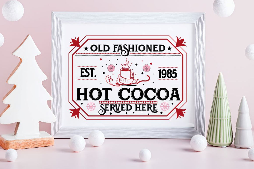 Old fashioned served here hot cocoa est. 1985 SVG - So Fontsy