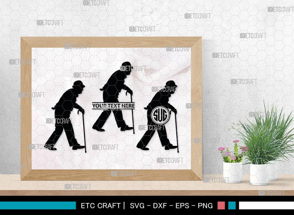 Old Man And Woman Monogram, Old Man And Woman Silhouette, Old Man ...