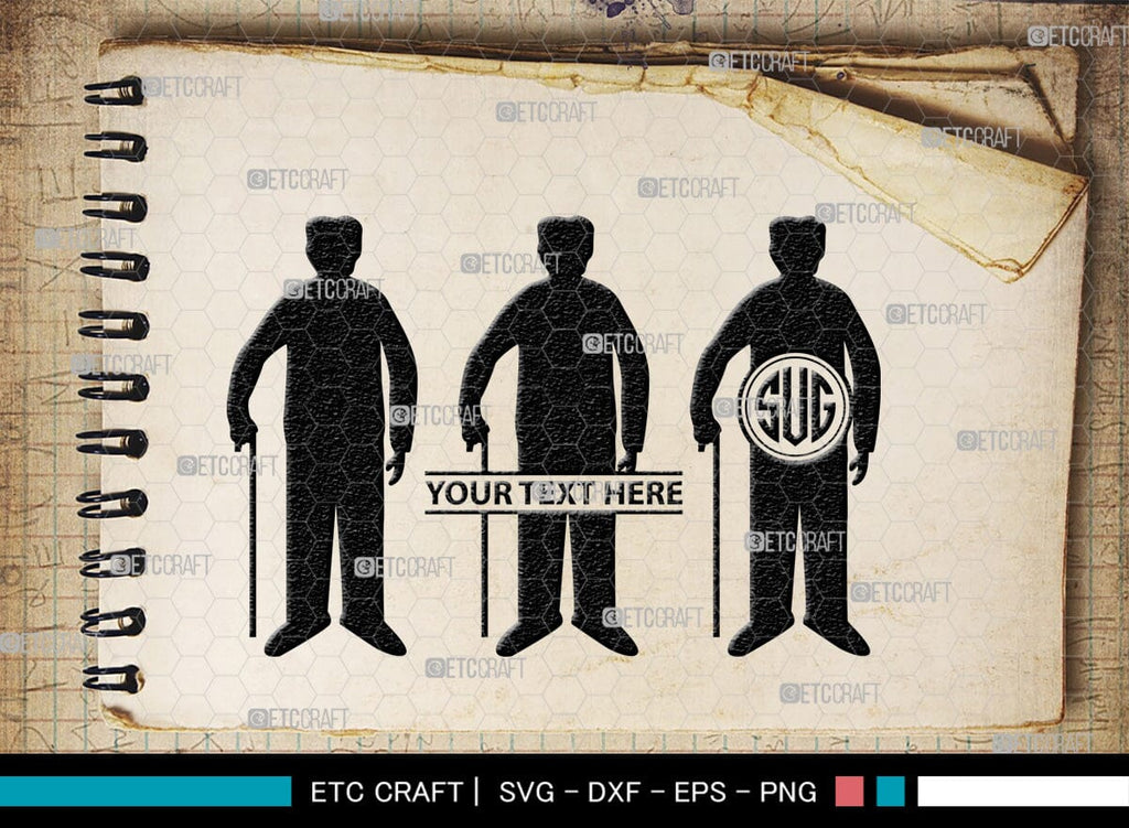 Old Man And Woman Monogram, Old Man And Woman Silhouette, Old Man ...