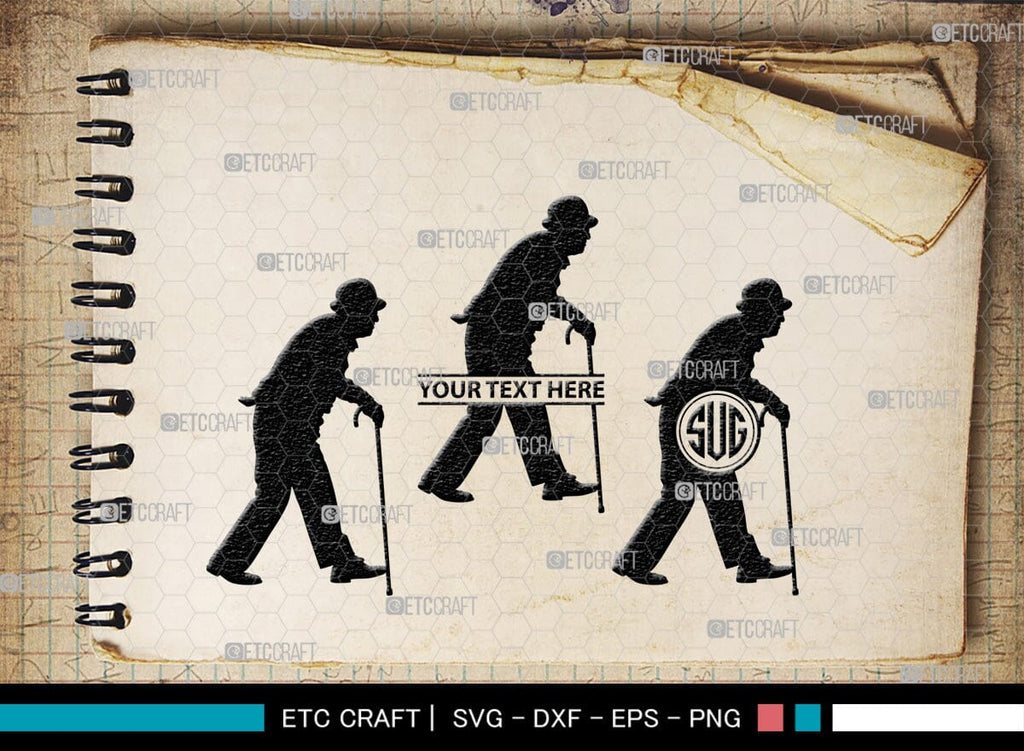 Old Man And Woman Monogram, Old Man And Woman Silhouette, Old Man ...