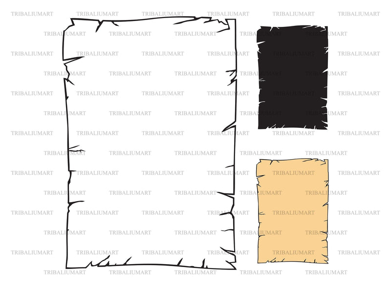 Old paper (Papyrus). Cut files for Cricut. Clip Art silhouette (eps ...
