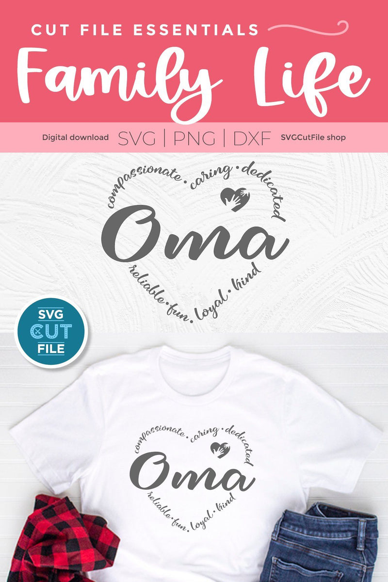 Oma svg, Grandma Oma svg, Oma heart svg - So Fontsy
