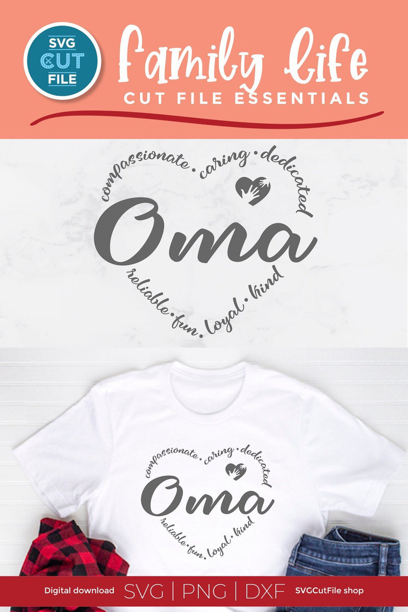 Oma svg, Grandma Oma svg, Oma heart svg - So Fontsy