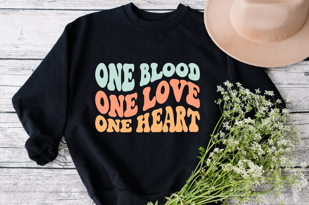 One Blood One Love One Heart svg, wavy style svg, EPS PNG Cricut ...