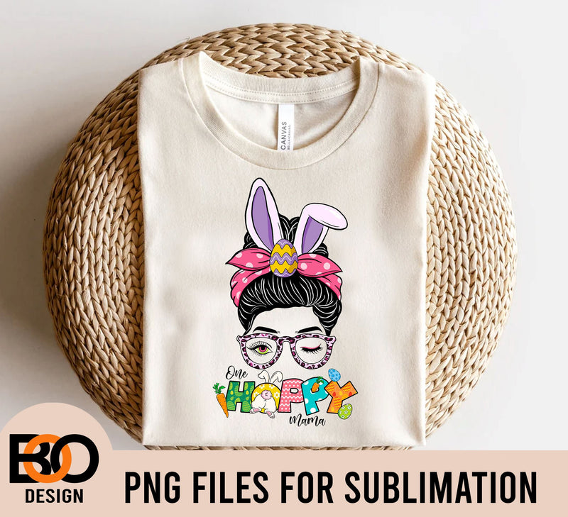 One Hoppy Mama Png Easter Sublimation, Messy Bun Leopard, Hoppy Mama ...