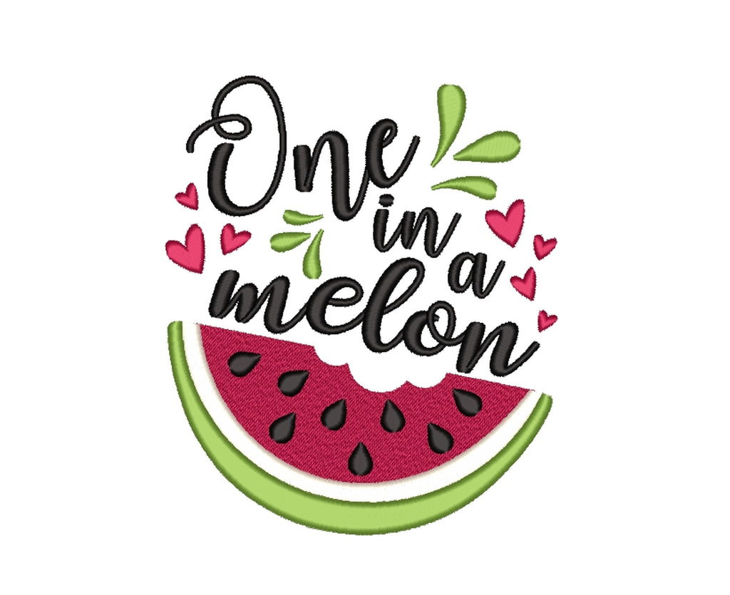 One in a melon embroidery design, Watermelon embroidery file, Summer ...