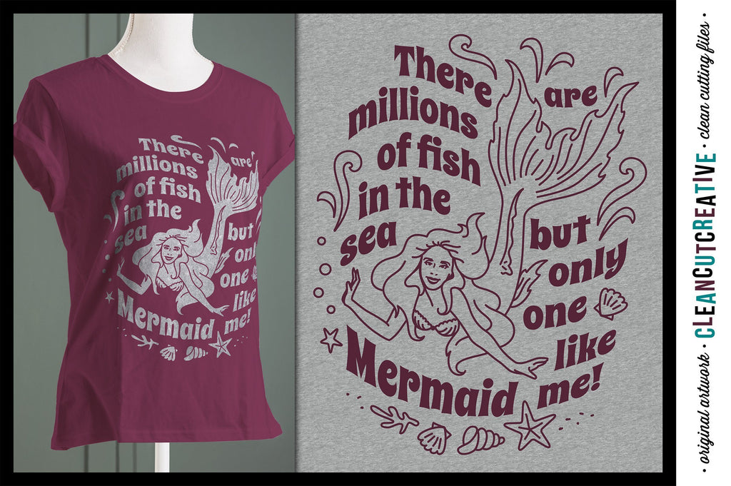 Only One Mermaid like Me - funny mermaid quote SVG file - So Fontsy