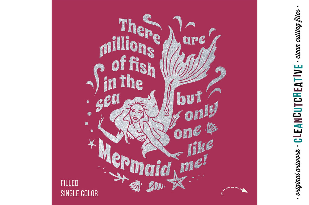 Only One Mermaid like Me - funny mermaid quote SVG file - So Fontsy