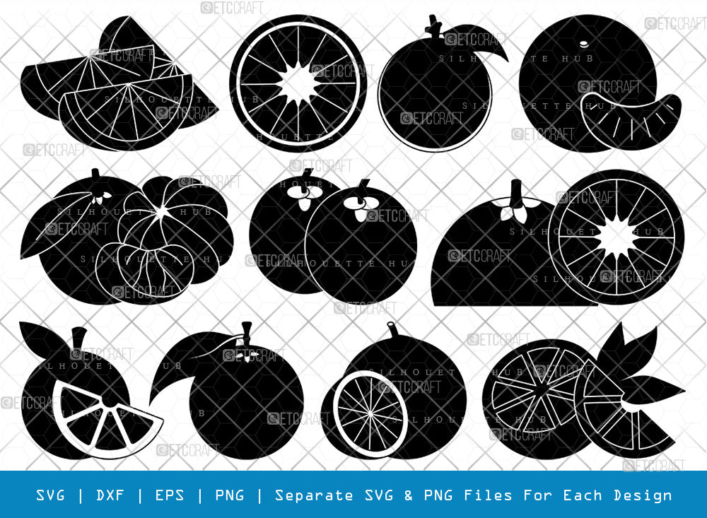 Orange SVG, Orange Silhouette, Fruits Svg, Orange Slice Svg, Lemon Svg ...