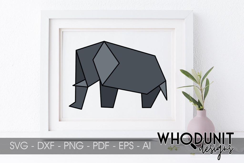 Origami Elephant SVG | Geometric Elephant SVG - So Fontsy