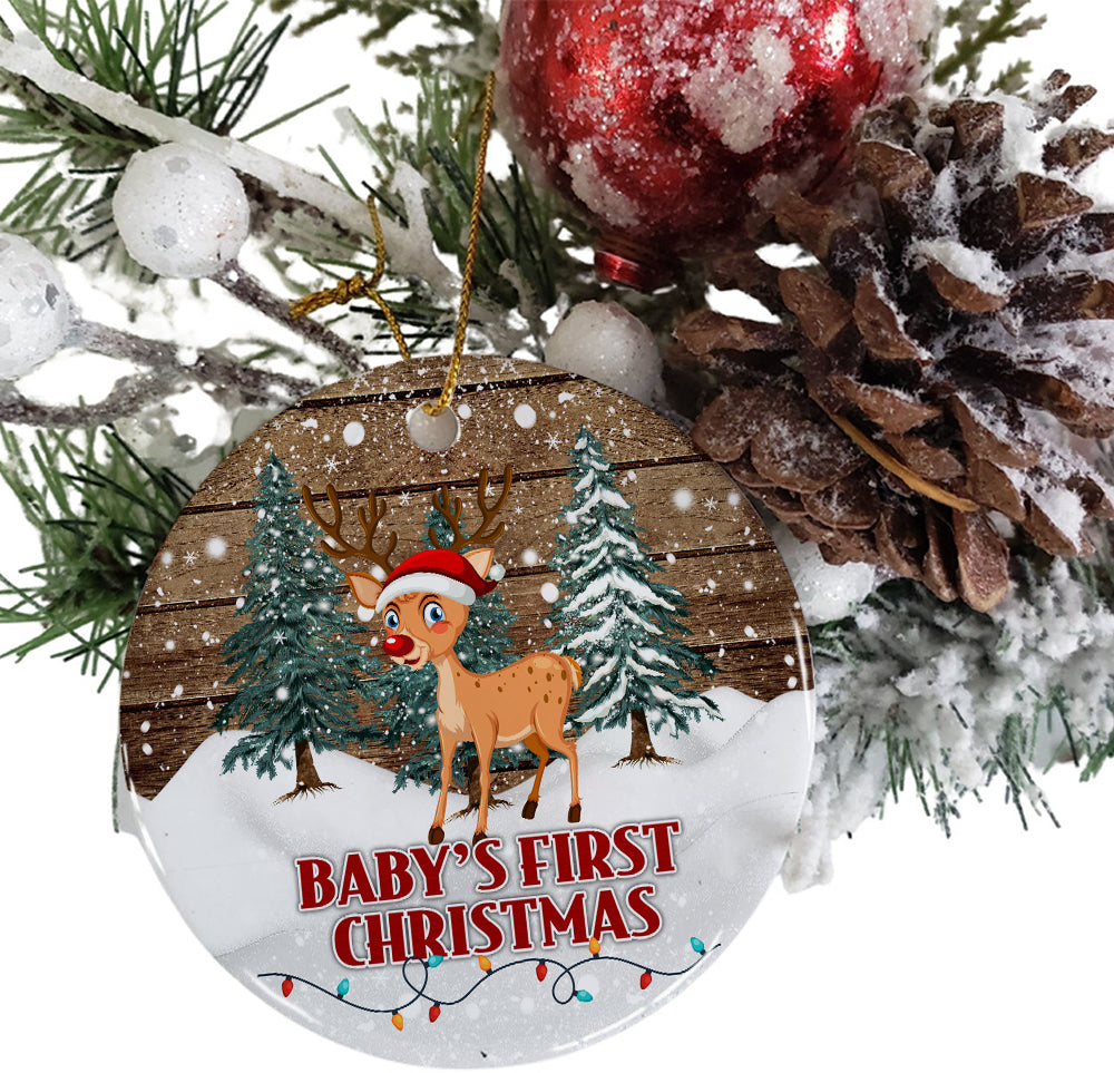 Ornament PNG, Baby's First Christmas Ornament Design, Woodland Deer ...