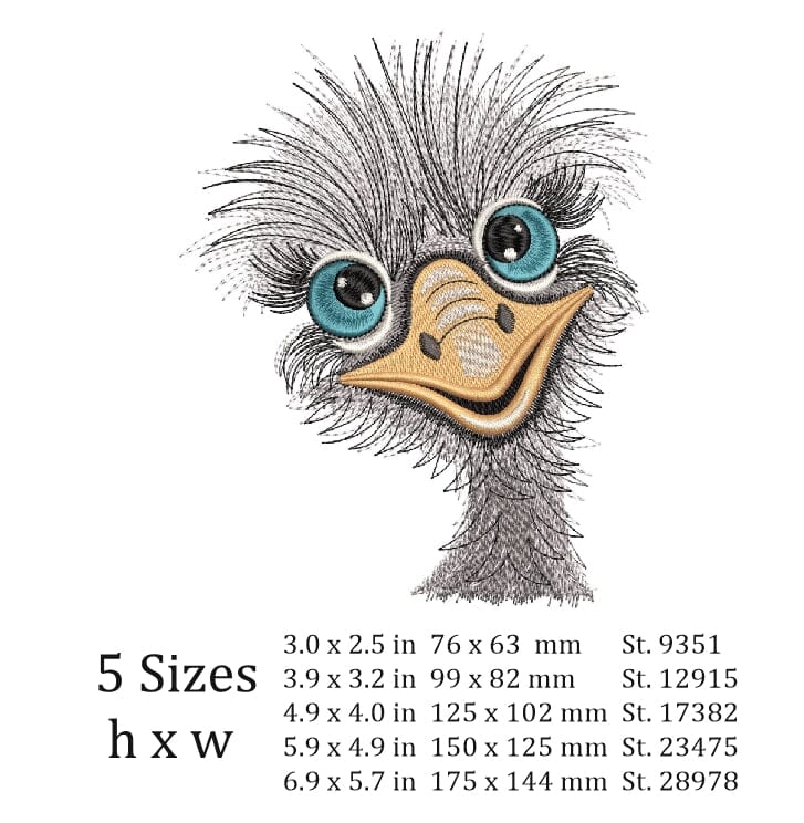 Ostrich embroidery design. - So Fontsy