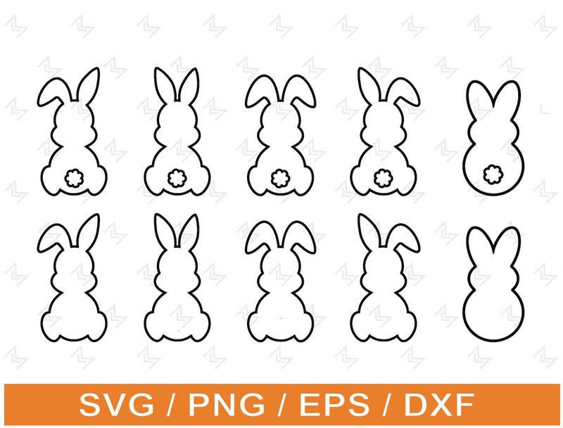 Outline Bunny Svg Easter Bunny Shape Svg, Png, Eps, Dxf. - So Fontsy