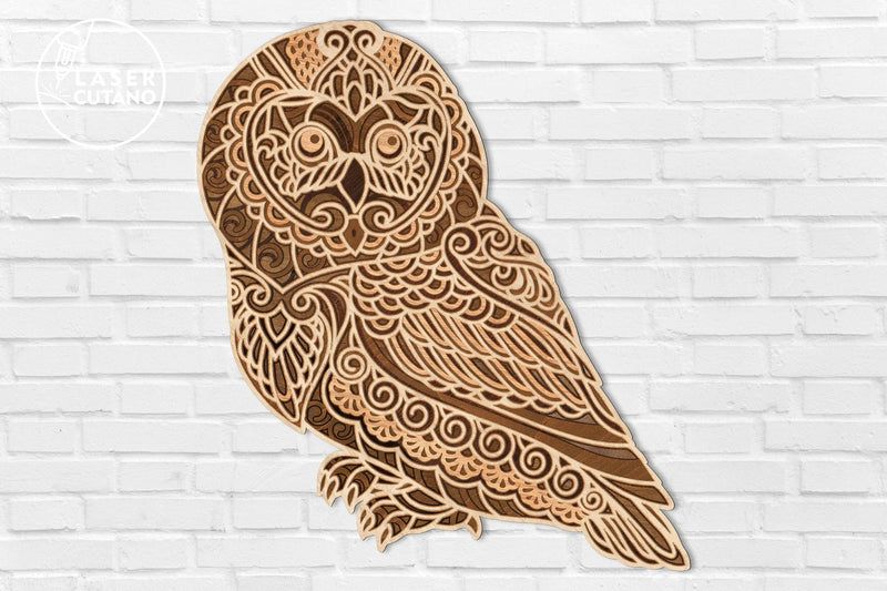 OWL Laser Cut File, Multilayer Wall Decoration - So Fontsy