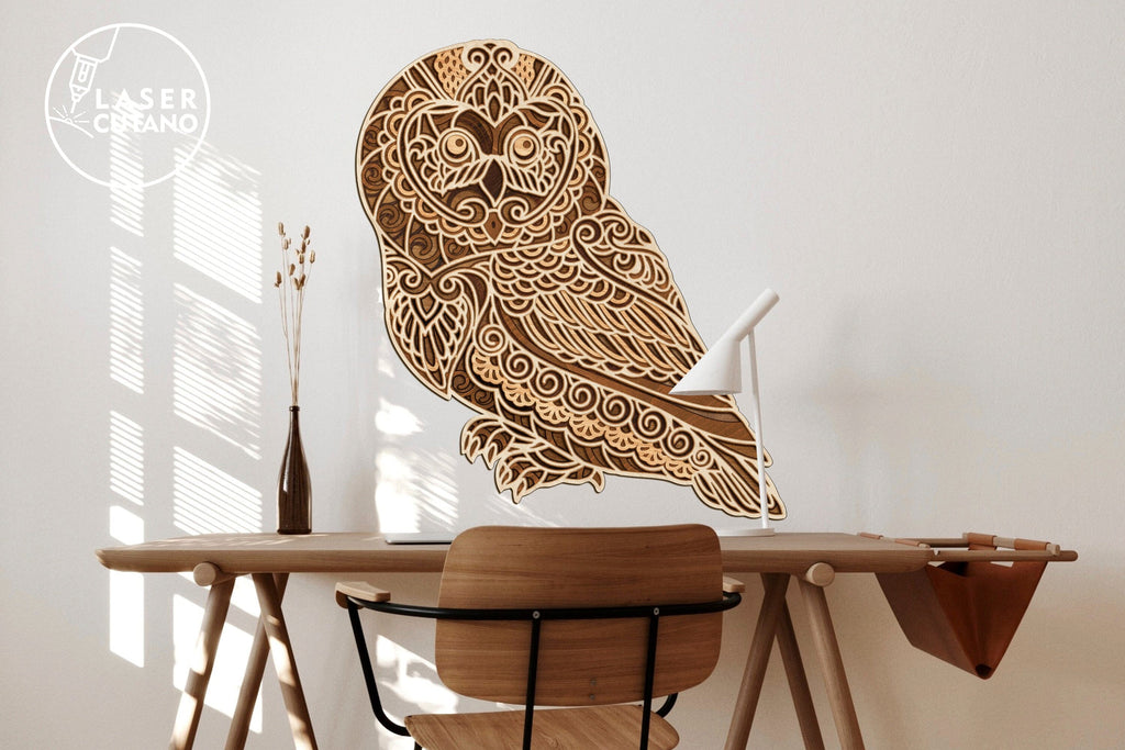 OWL Laser Cut File, Multilayer Wall Decoration - So Fontsy