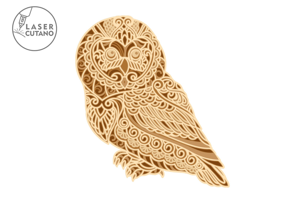 OWL Laser Cut File, Multilayer Wall Decoration - So Fontsy