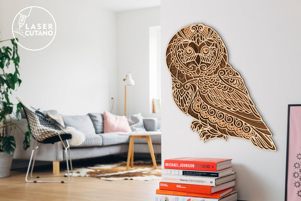OWL Laser Cut File, Multilayer Wall Decoration - So Fontsy