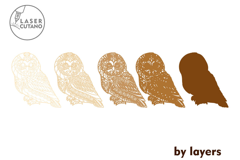 OWL Laser Cut File, Multilayer Wall Decoration - So Fontsy