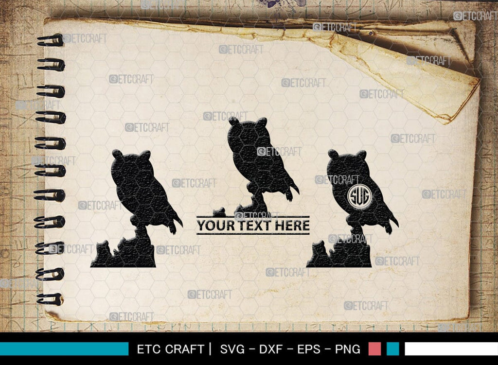 Owl Monogram, Owl Silhouette, Owl SVG, Owl Bird Svg, Bird Svg, Owl Love ...
