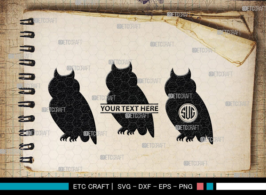 Owl Monogram, Owl Silhouette, Owl SVG, Owl Bird Svg, Bird Svg, Owl Love ...