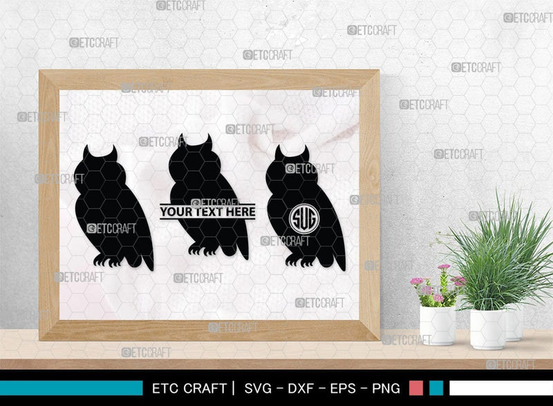 Owl Monogram, Owl Silhouette, Owl SVG, Owl Bird Svg, Bird Svg, Owl Love ...