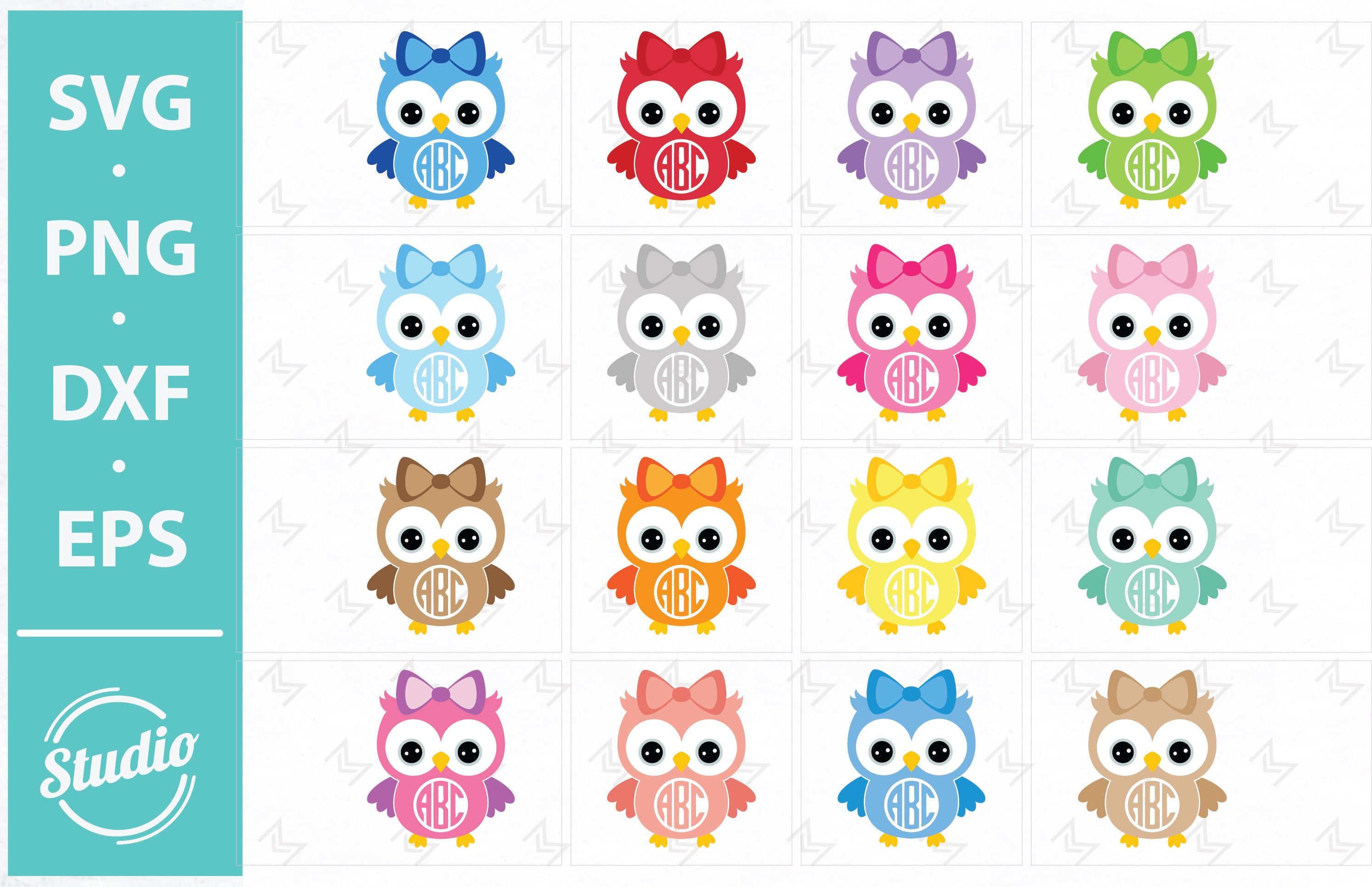 Owl monogram Svg, Owl Svg File, Owl Face Svg, Png, Dxf, Eps. - So Fontsy