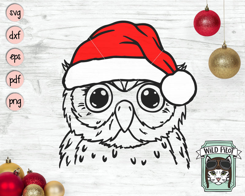 Owl Santa hat svg file, Owl with Hat svg, Christmas svg file, Owl svg ...