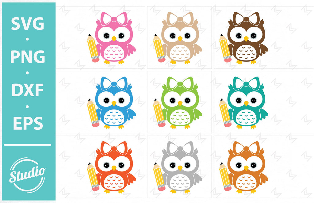 Owl Svg File, Owl monogram Svg, Owl Pencil, Owl Face Svg, Png, Dxf, Eps ...