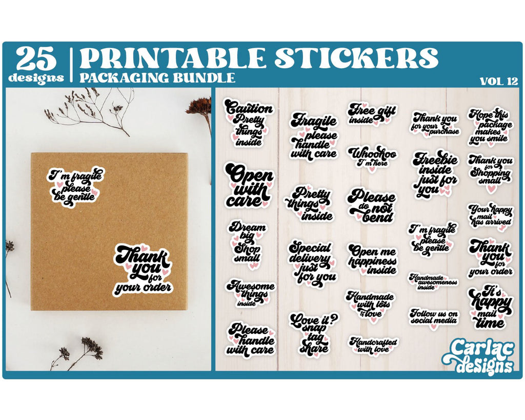Packaging Sticker Bundle | Black Packaging Stickers | Vol 12 - So Fontsy