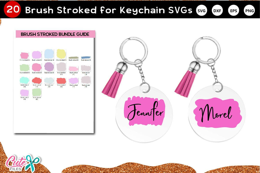 Paint Brush Stroke keychain SVG Bundle for crafters - So Fontsy