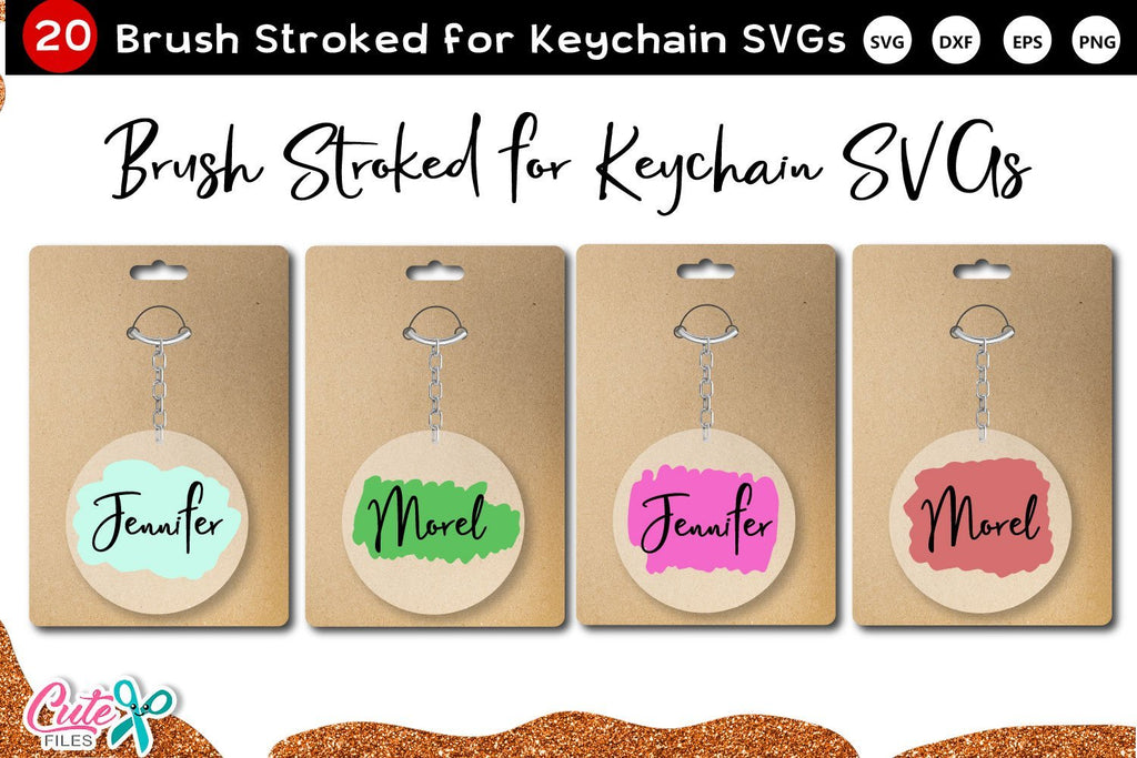 Paint Brush Stroke keychain SVG Bundle for crafters - So Fontsy