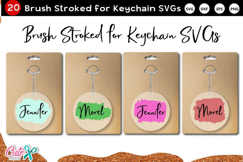 Paint Brush Stroke keychain SVG Bundle for crafters - So Fontsy