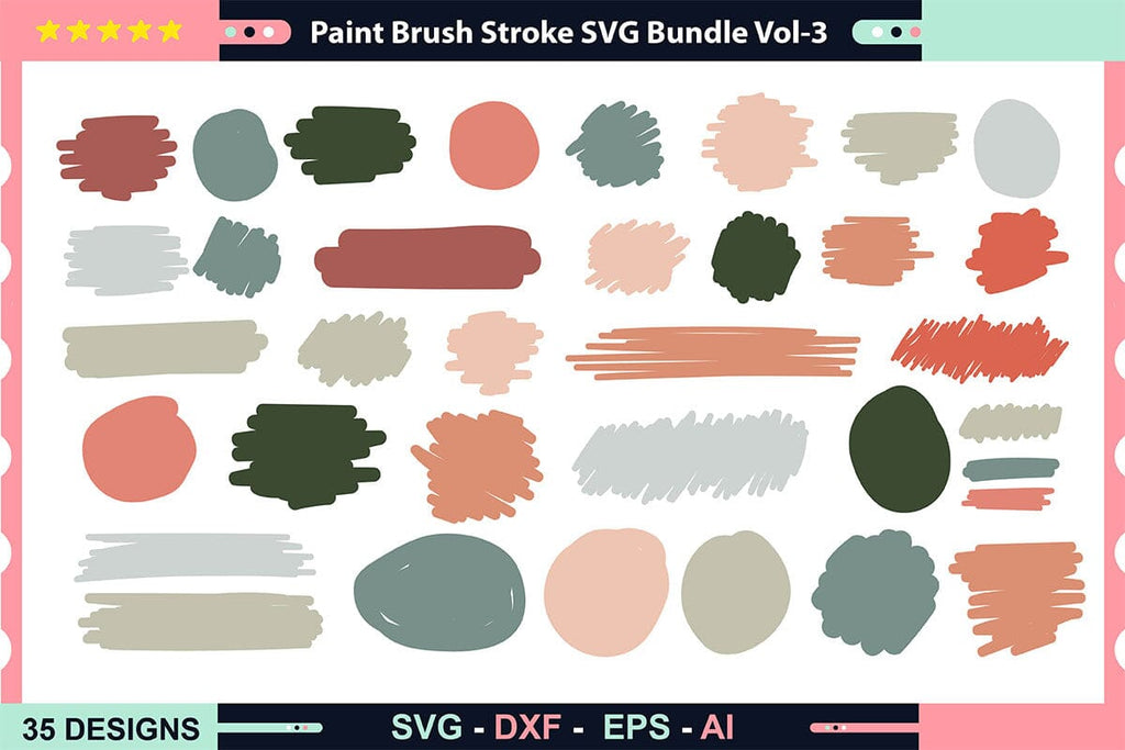 Paint Brush Stroke SVG Bundle Vol-3 - So Fontsy
