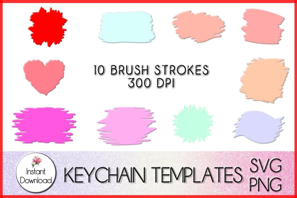 Paint Brush Strokes svg, Keychain PNG, Circle Keyring, keychain ...